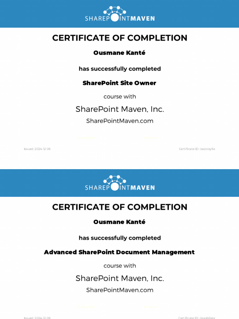 SharePoint - Maven Certificate | PDF