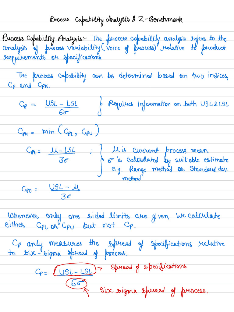 Process Capability and Z Benchmark Notes | PDF | Standard Deviation ...