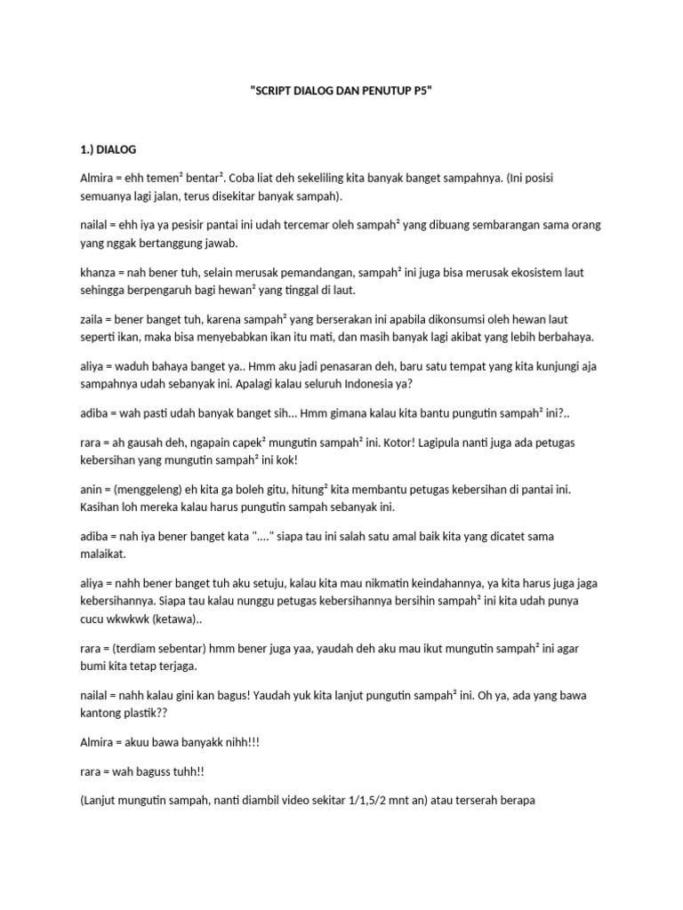 Script Dialog Dan Penutup | PDF