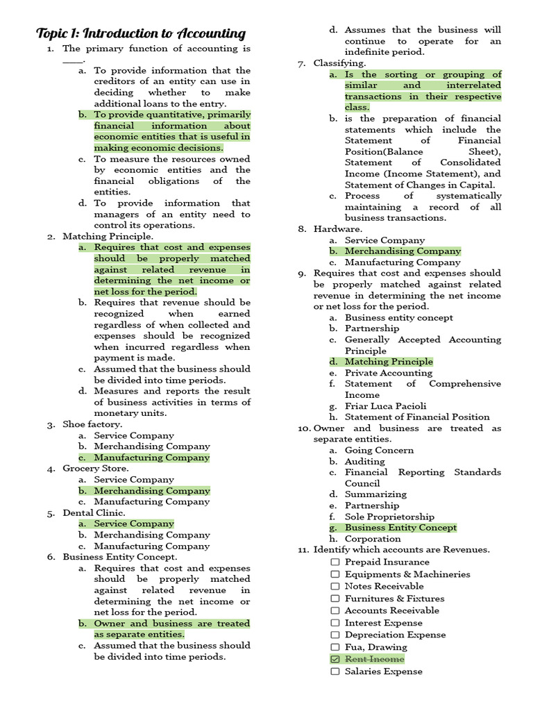 Financial Accounting Quiz 1 | PDF | Balance Sheet | Expense