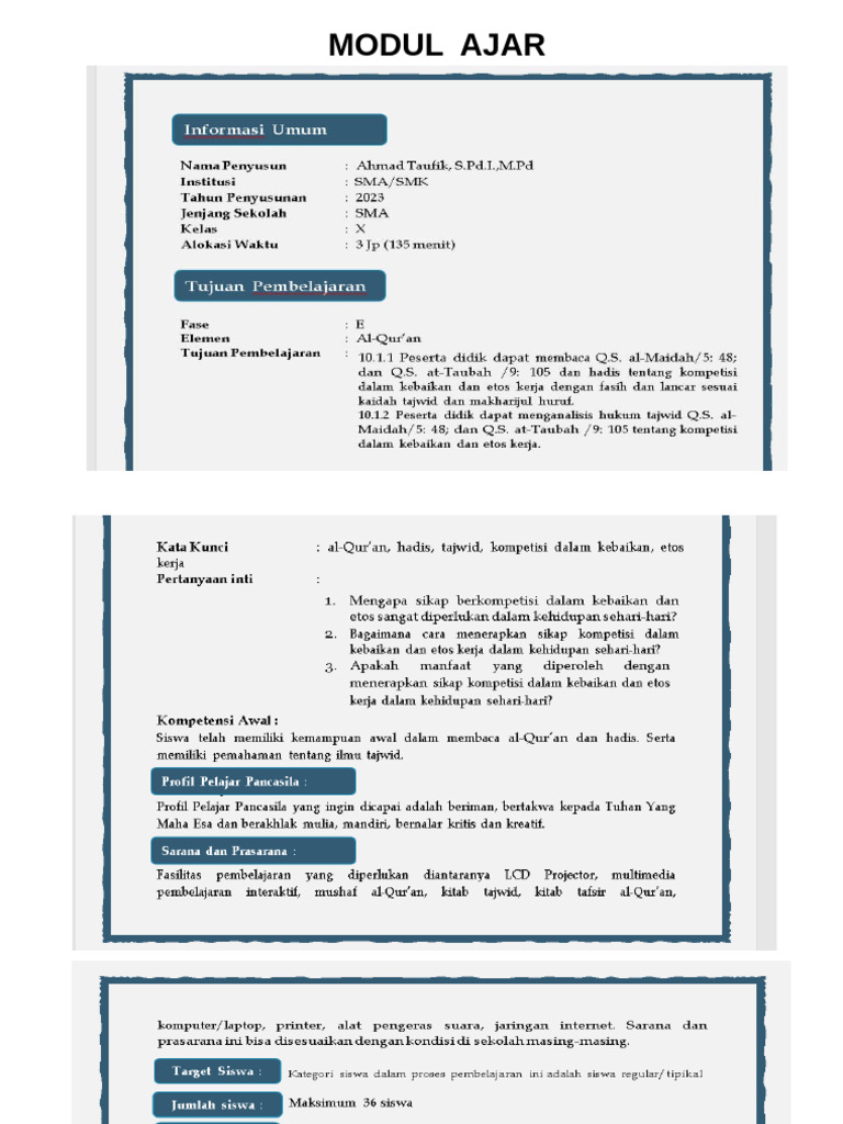 Contoh Modul Ajar | PDF