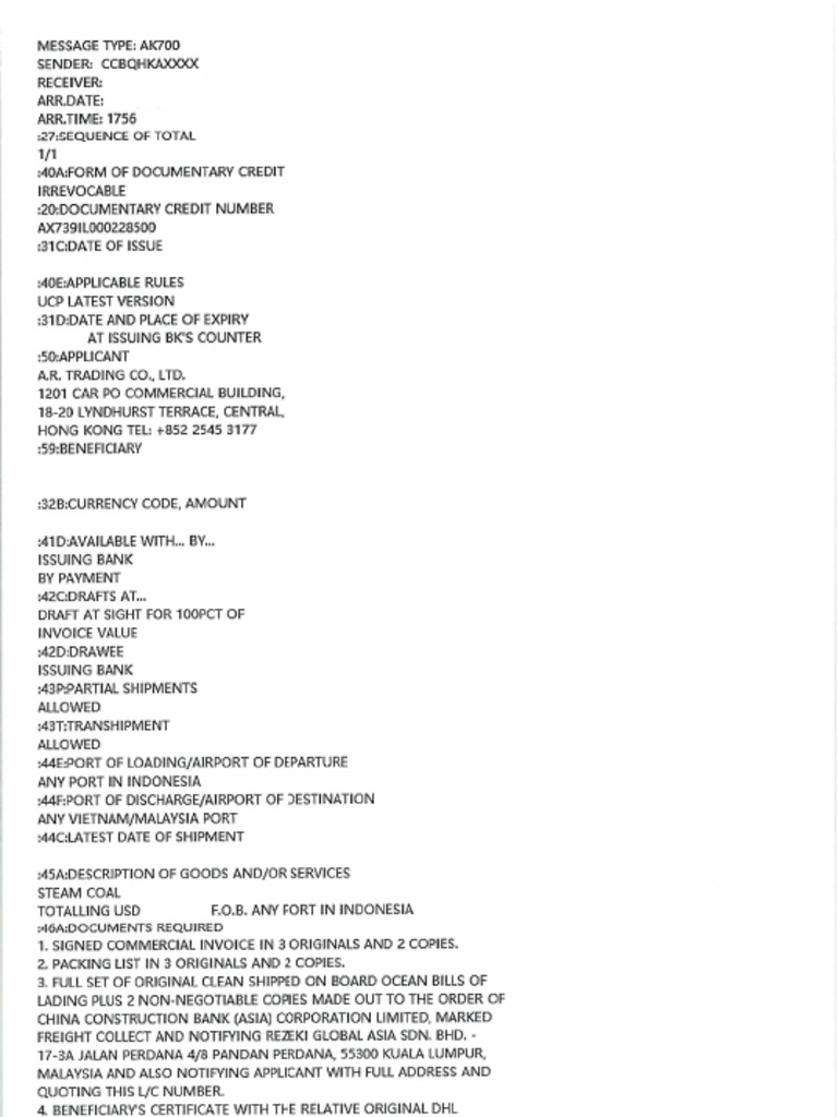 Draft LC Empty | PDF