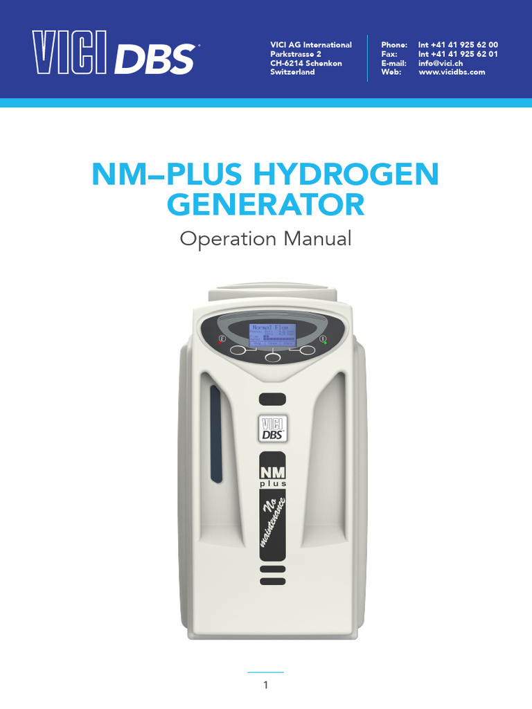 NM-Plus Hydrogen Generator Manual | PDF | Purified Water | Radio