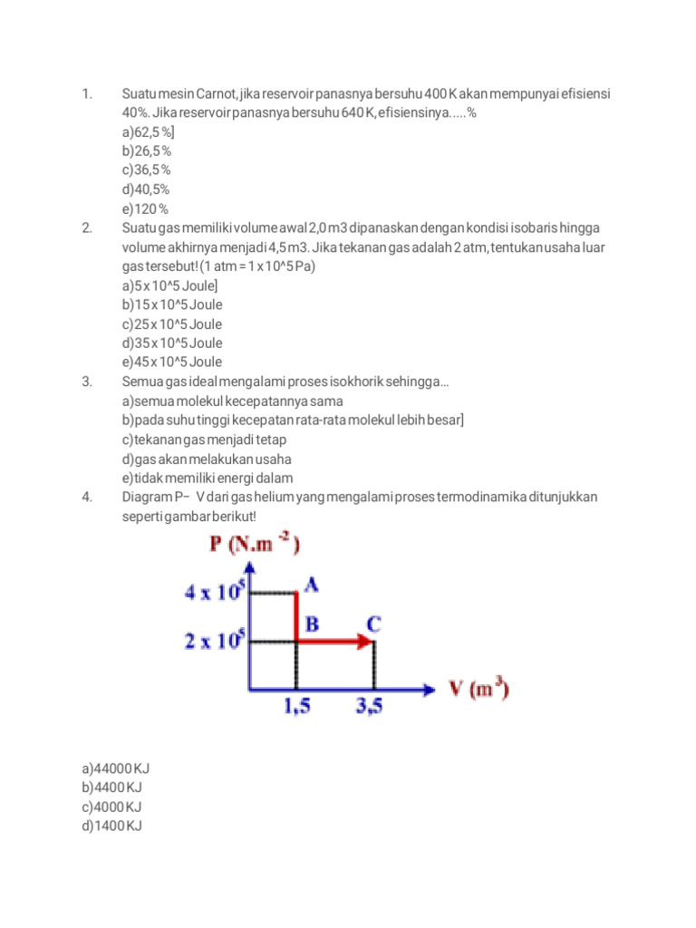 Latihan Soal Termodinamika Kelas 11 | PDF
