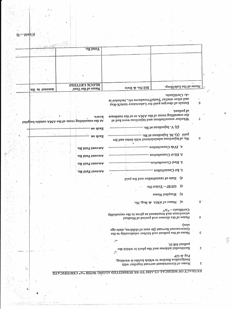 Extract of Med Claim a Front Side | PDF