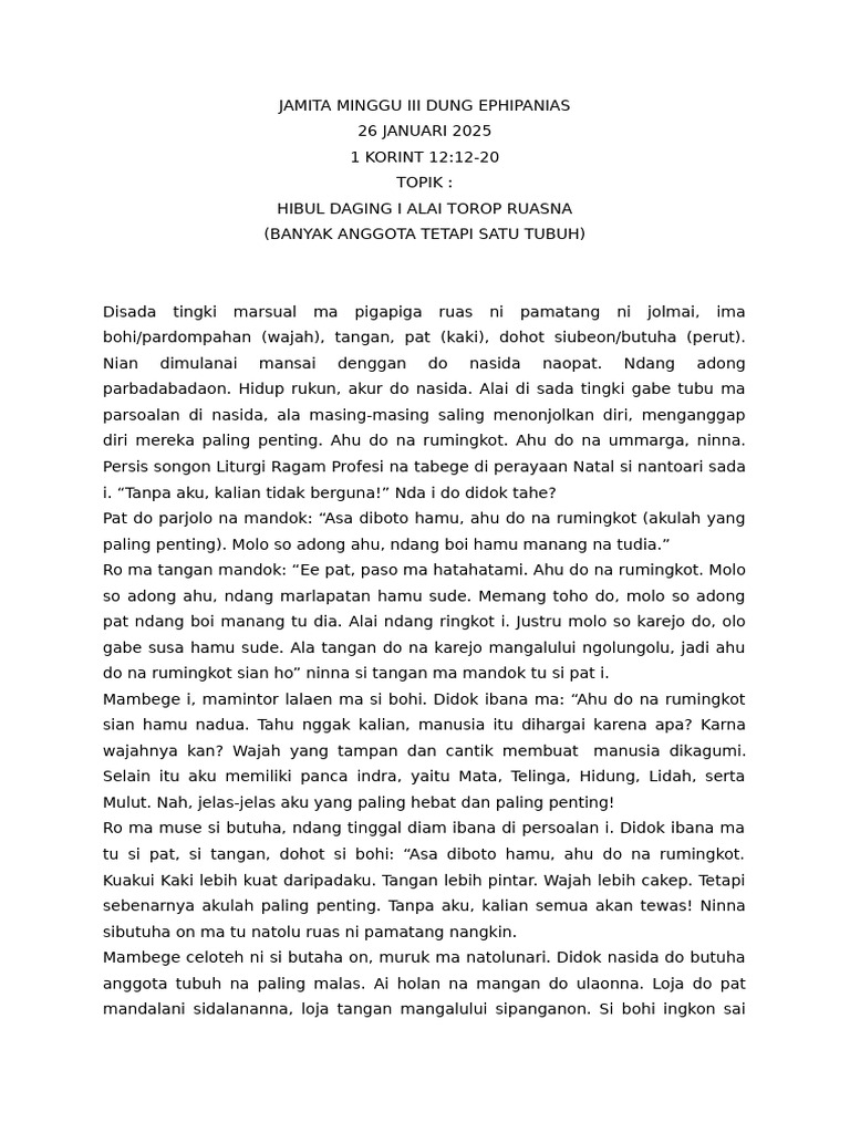 Saya Sedang Berbagi 'Jamita Minggu III Dung Ephipanias 26012025' Dengan Anda | PDF