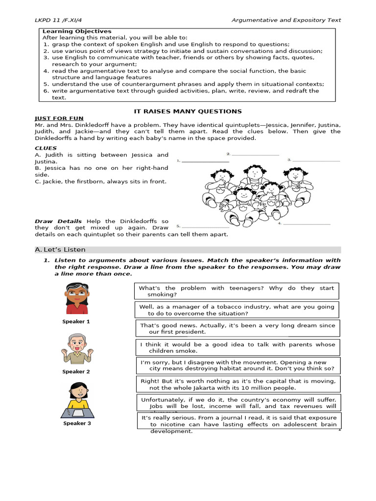LKPD 11 - Argumentative and Expository Text | PDF | Verb | Pronoun