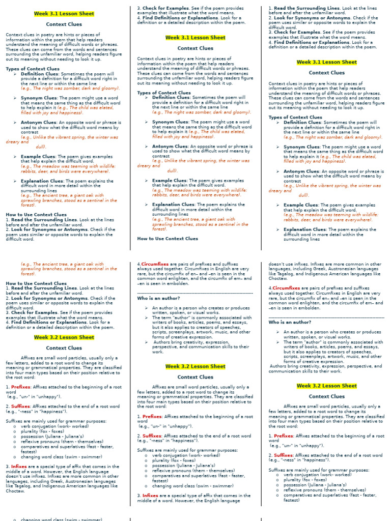 Understanding Context Clues in Poetry | PDF | Word | English Language