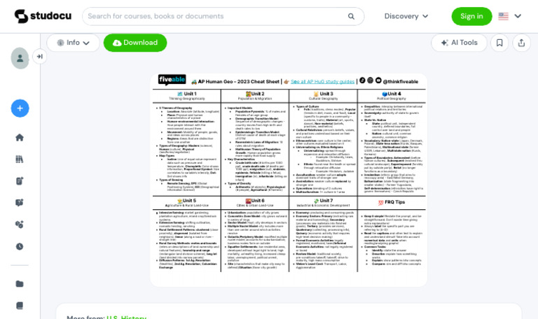 APHG Review Sheet - Â AP Human Geo 2023 Cheat Sheet See All AP HuG Study Guides - Studocu | PDF ...