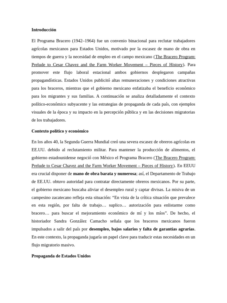 Programa Bracero: Propaganda y Migración | PDF | Propaganda | México