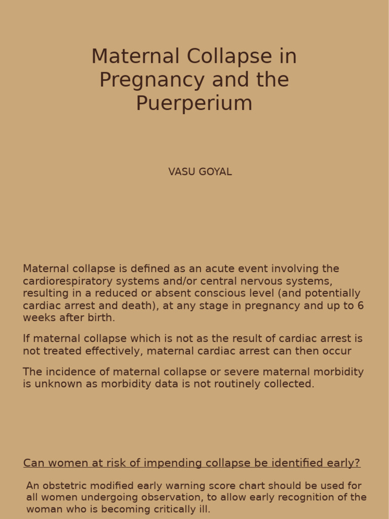 Perpurnal Collapse in Pregnancy | PDF | Cardiopulmonary Resuscitation ...