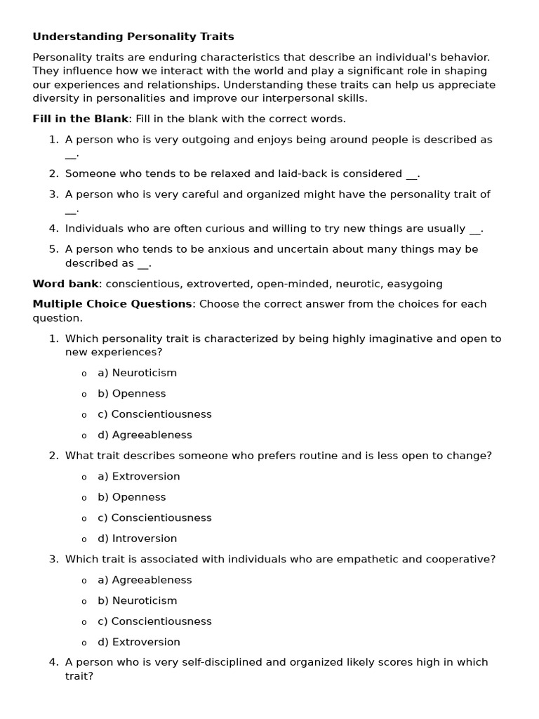 Understanding Personality Traits | PDF | Extraversion And Introversion | Social Psychology