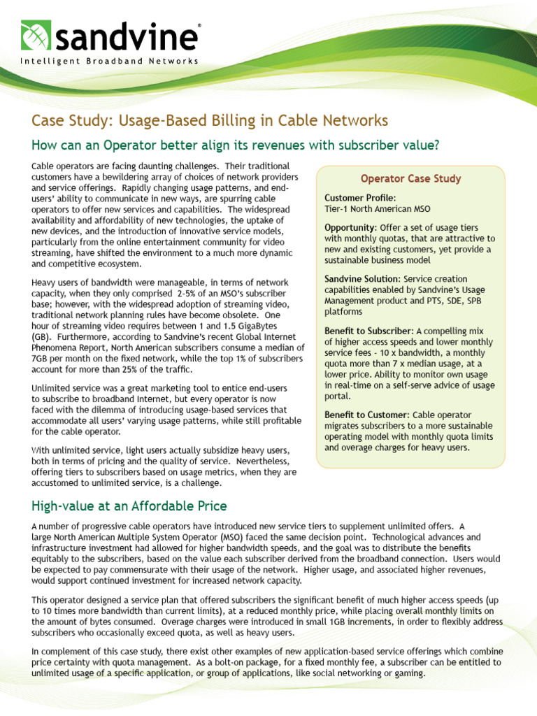Usage-Based Billing for Cable Operators | PDF | Subscription Business ...