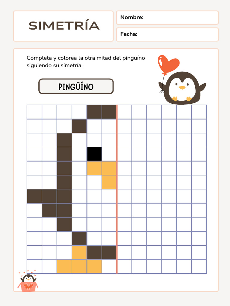 Ficha Matemática Geométrica de Simetría Ilustrativo Colorido | PDF