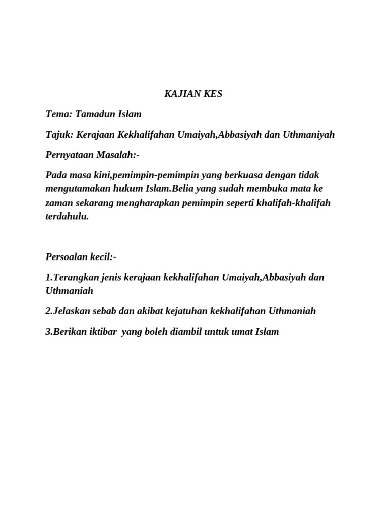 Kekhalifahan Islam: Umayyah, Abbasiyah, Uthmaniyah | PDF