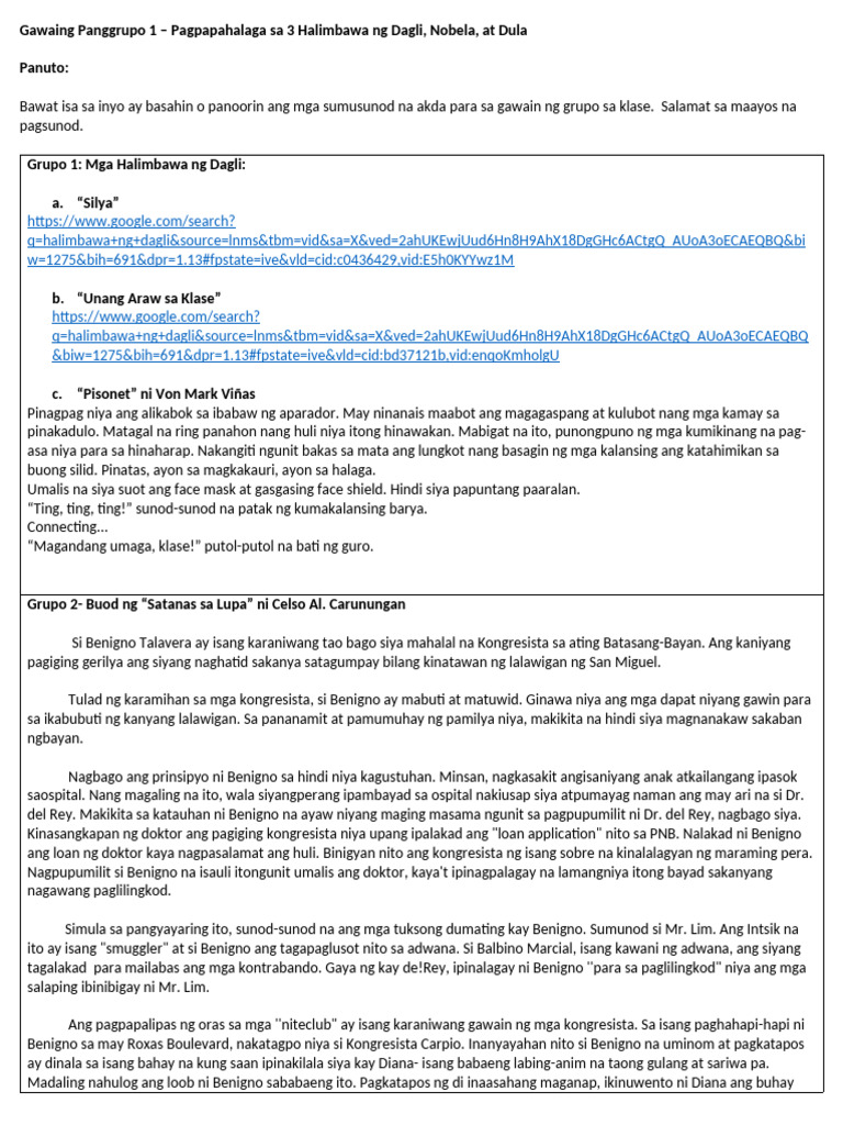 Halimbawa NG Dagli | PDF