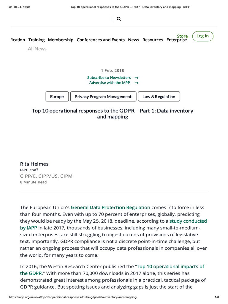 Data Inventory and Mapping | PDF | Privacy | Computing
