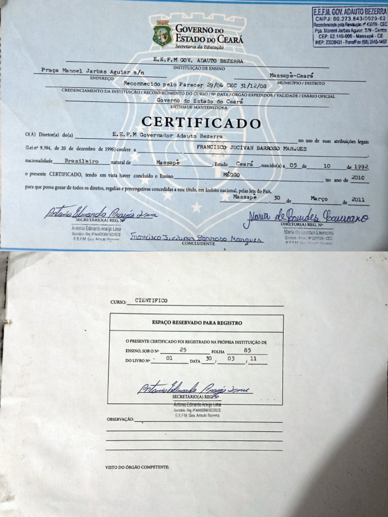 certificado e histórico | PDF | Aprendizado