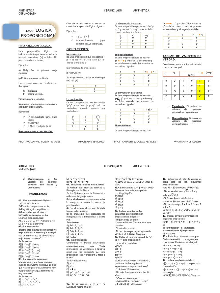 Logica Proposicional 1 | PDF | Proposición | Lógica