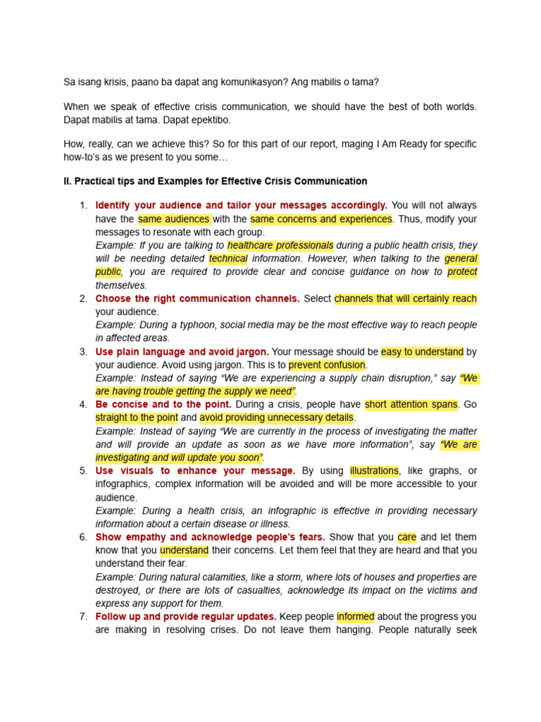 DMH - Effective Communication During Crisis Situation | PDF | Empathy ...