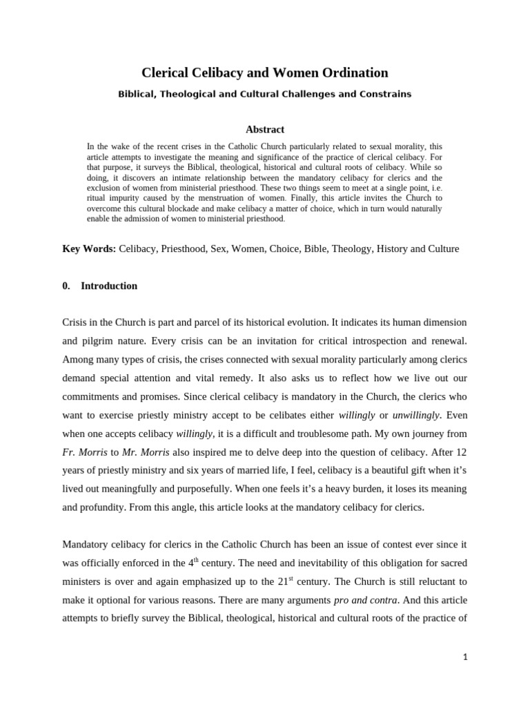 Clerical Celibacy and Women Ordination | PDF | Celibacy | Catholic Church