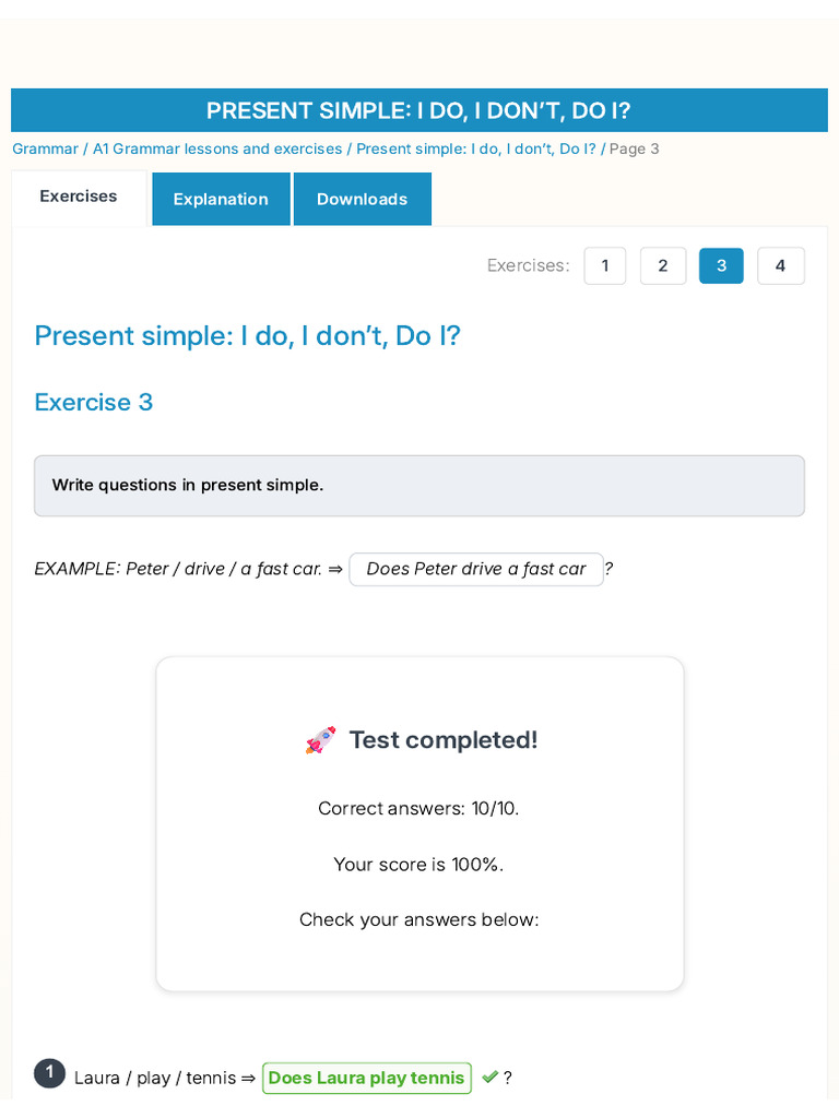 Present Simple - I Do, I Don't, Do I - Page 3 of 4 - Test-English | PDF ...