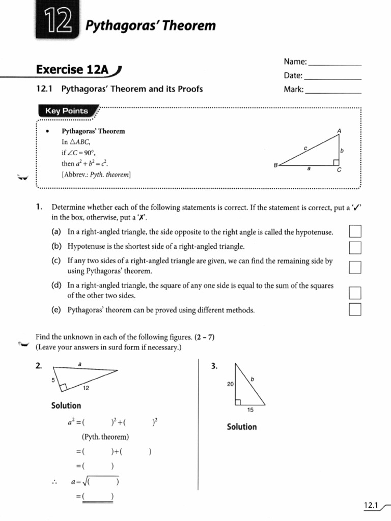 E12 Pythagoras Theorem | PDF