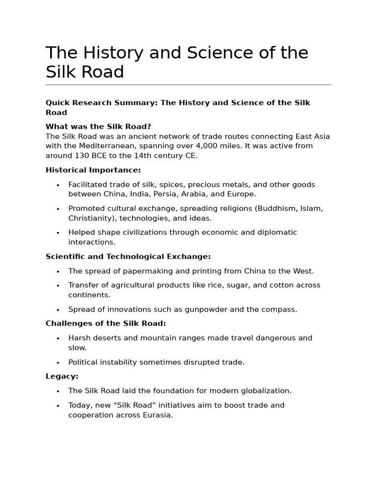 The History and Science of The Silk Road | PDF