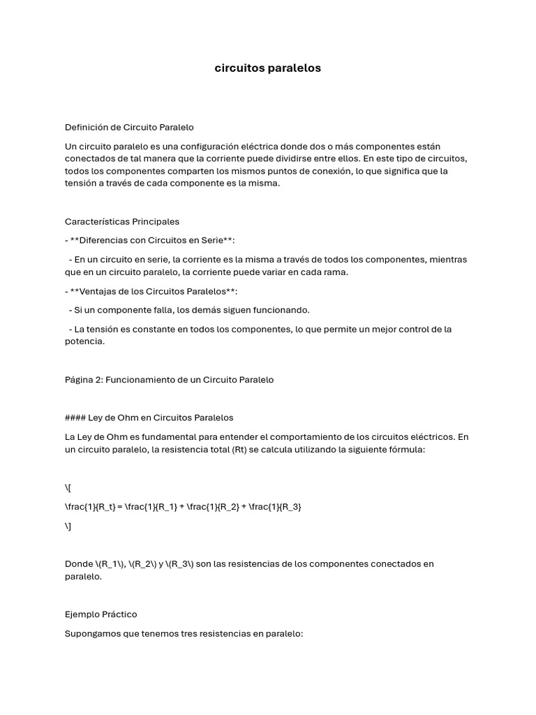 Circuitos en Paralelo: Definición y Ventajas | PDF | Red eléctrica ...