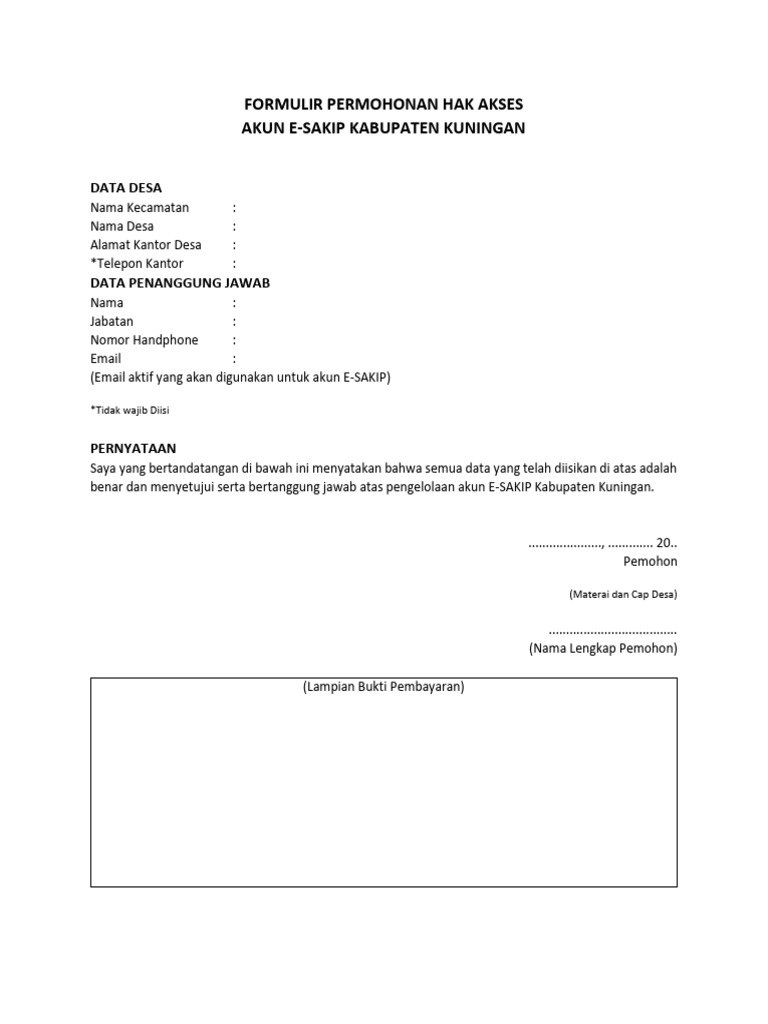 Template Permohonan Akses | PDF