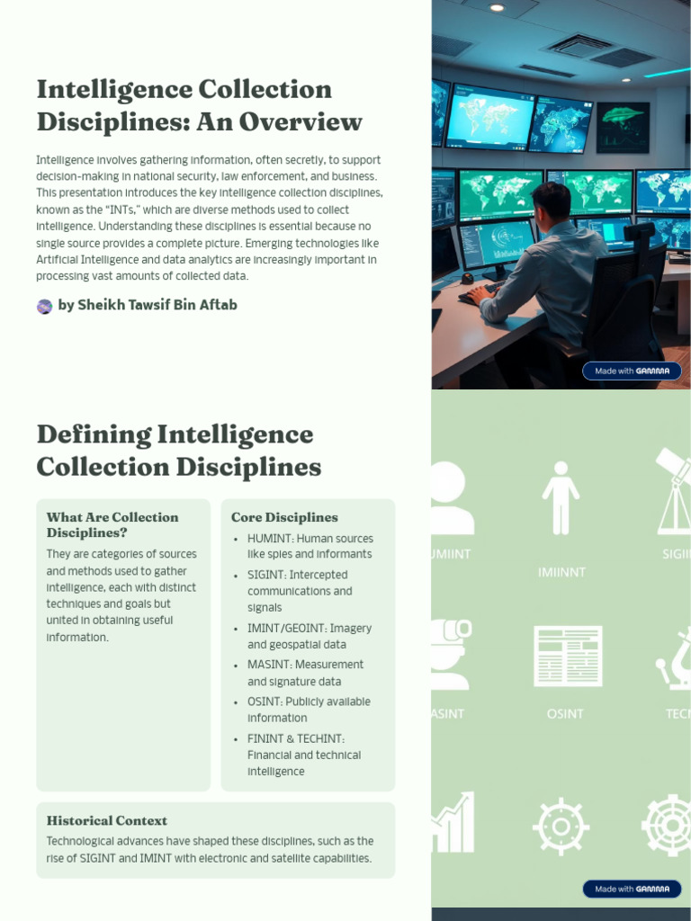 Intelligence Collection Disciplines An Overview | PDF