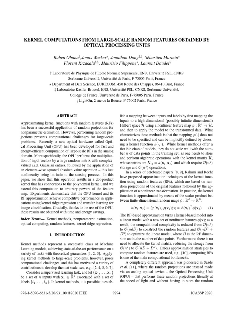 Kernel Computations From Large-Scale Random Features - Obtained - by - Optical - Processing ...
