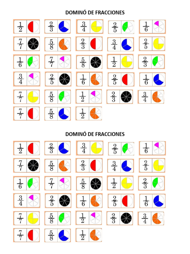 Dominó de Fracciones | PDF