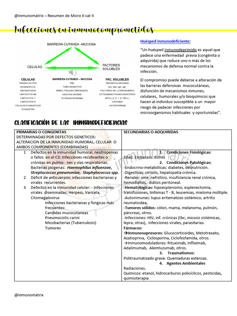 14. Infecciones en Inmunocomprometidos | PDF | Trasplante de células ...