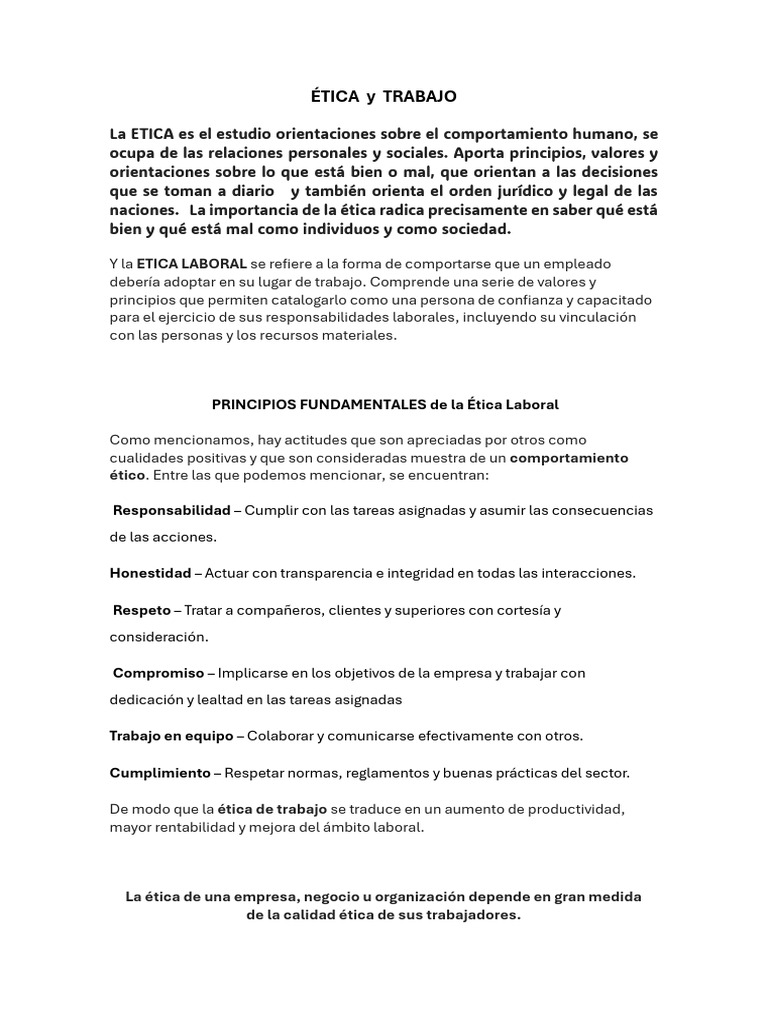 Etica Laboral | PDF