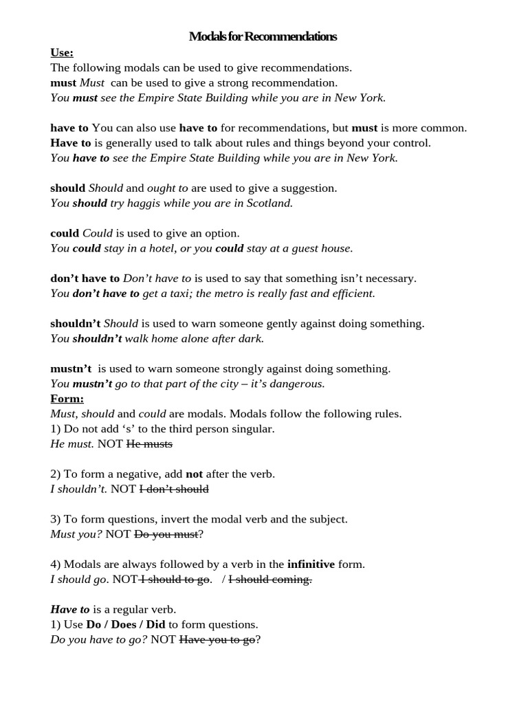 Modals For Recommendations | PDF