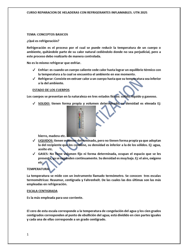 Modulo 1 Conceptos Basicos, Curso Heladeras. | PDF | Calor | Conduccion termica