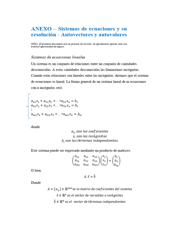 UADE Economia Matematica - Anexo Sist Ecuacion y Resolucion - Autovectores y Autovaloes v2.0 ...