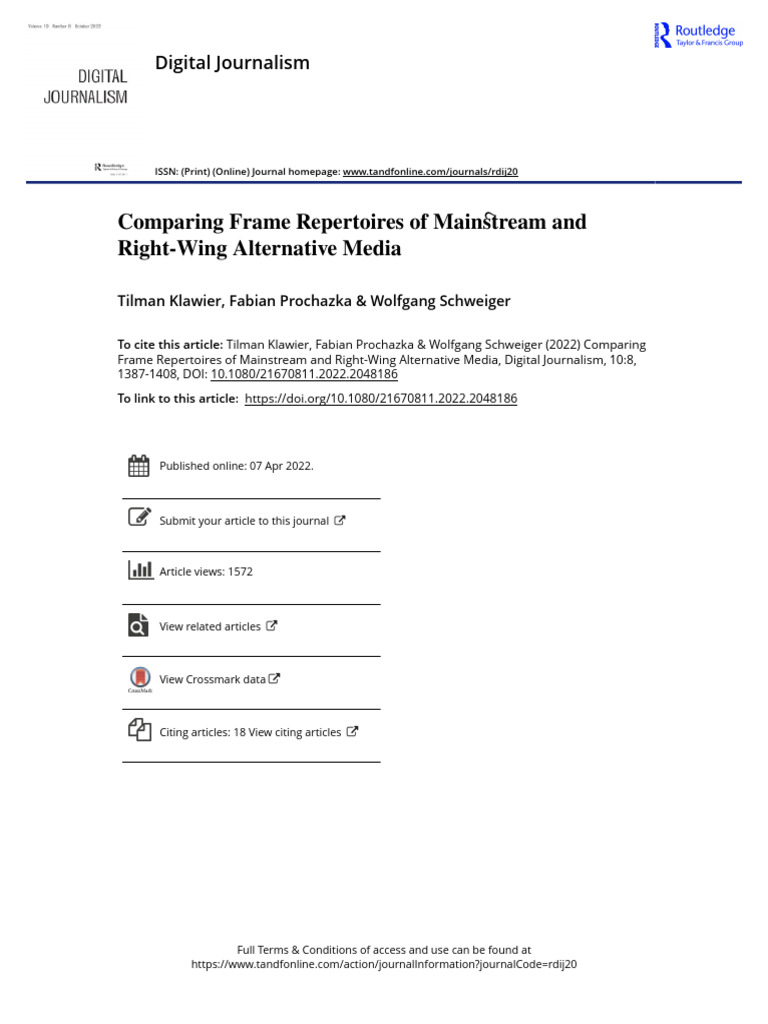 Comparing Frame Repertoires of Mainstream and Right-Wing Alternative ...