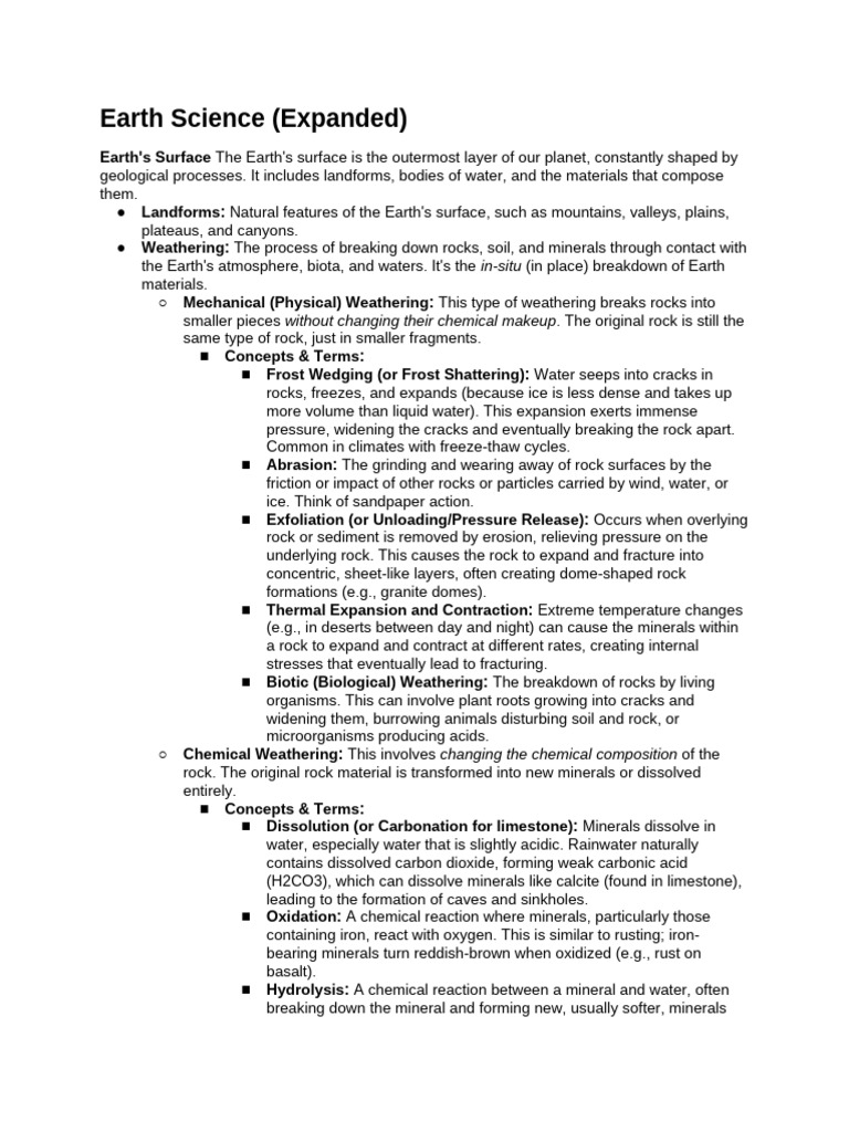 Earth Science: Weathering and Erosion Explained | PDF | Plate Tectonics ...