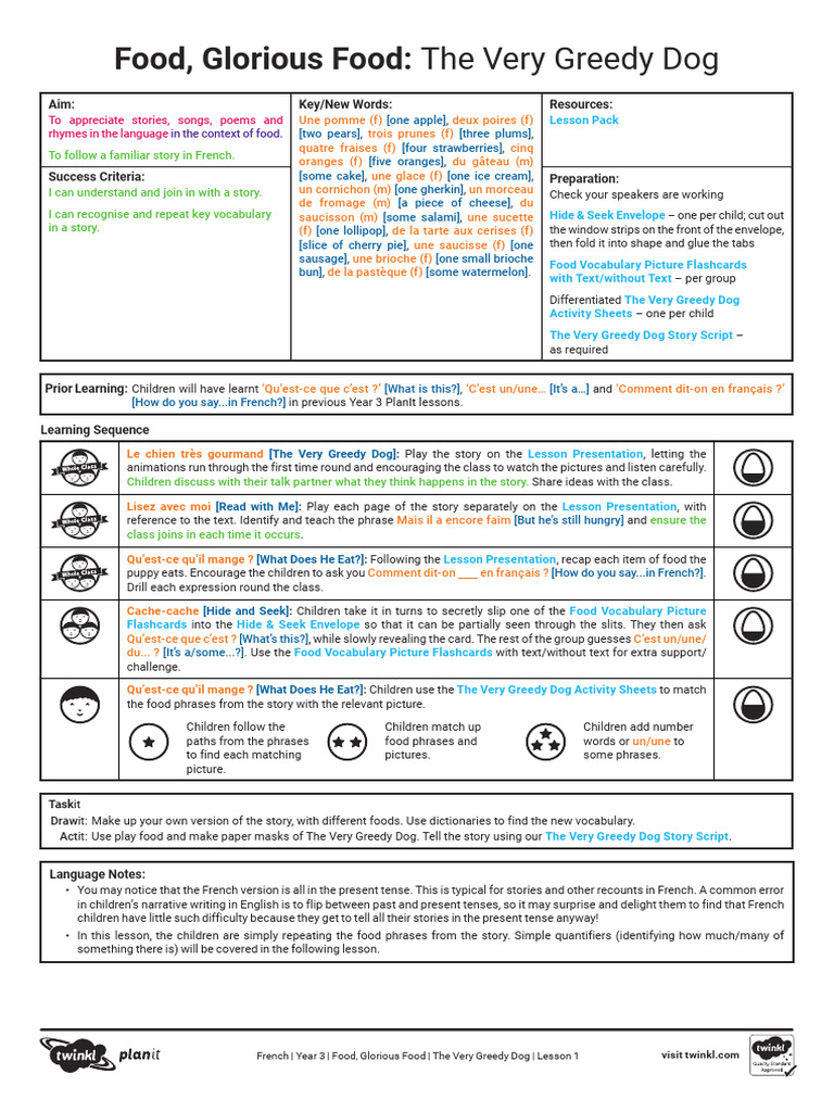 The Very Greedy Dog Story Activities | PDF | Linguistics