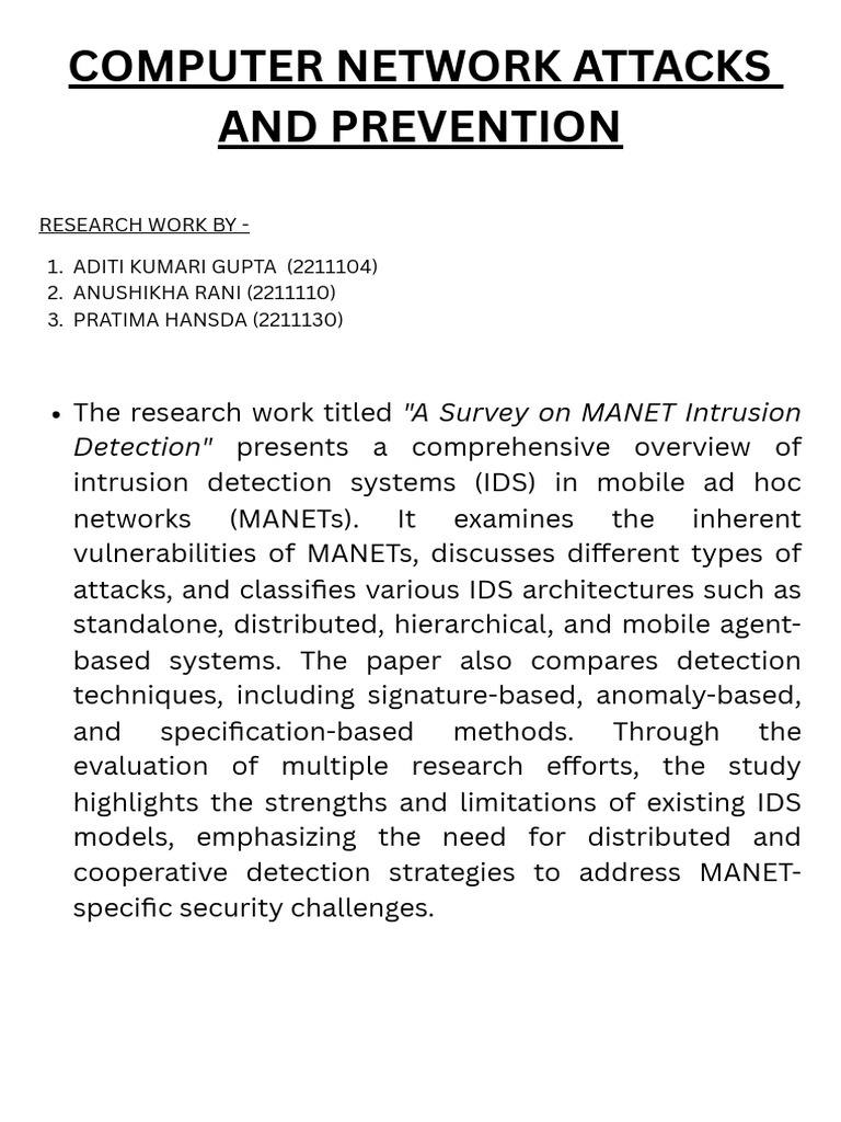 Computer Network Attacks and Prevention | PDF | Computer Security | Security