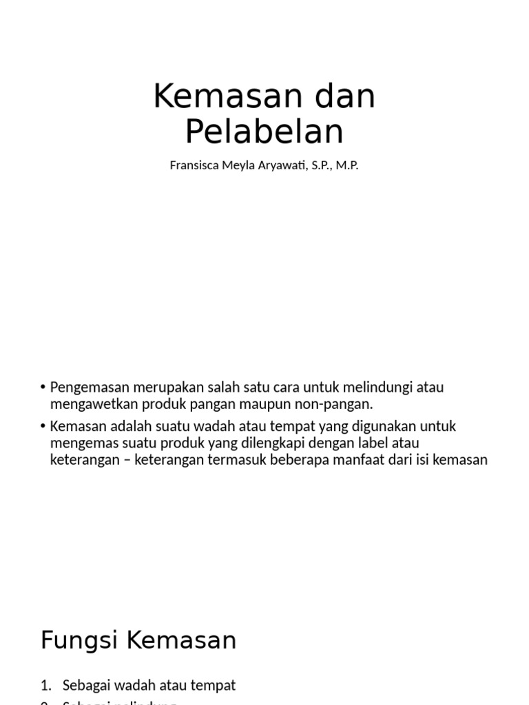 Kemasan dan Pelabelan | PDF