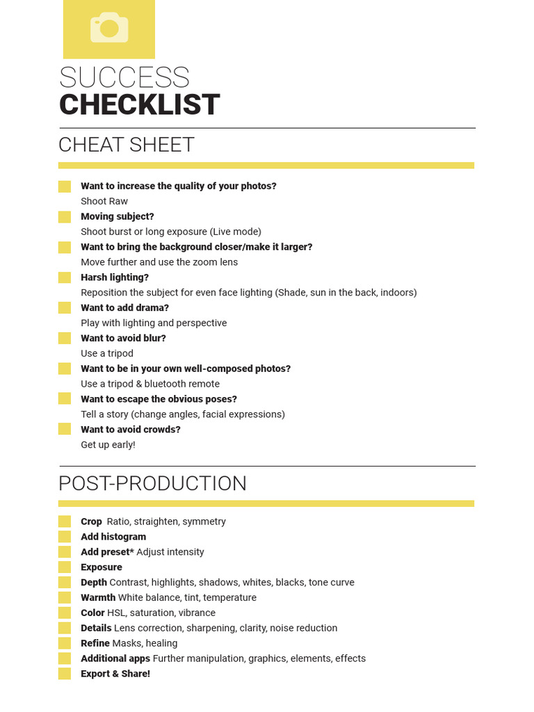 Iphone Photography Success Checklist | PDF