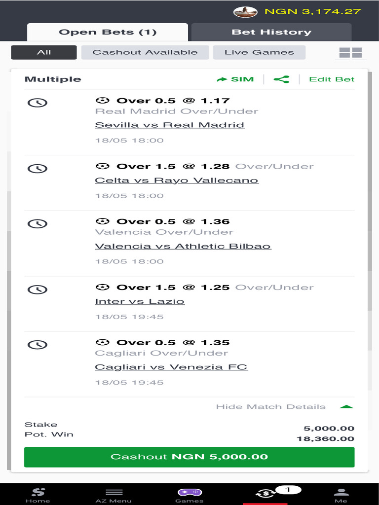Open Bets SportyBet | PDF