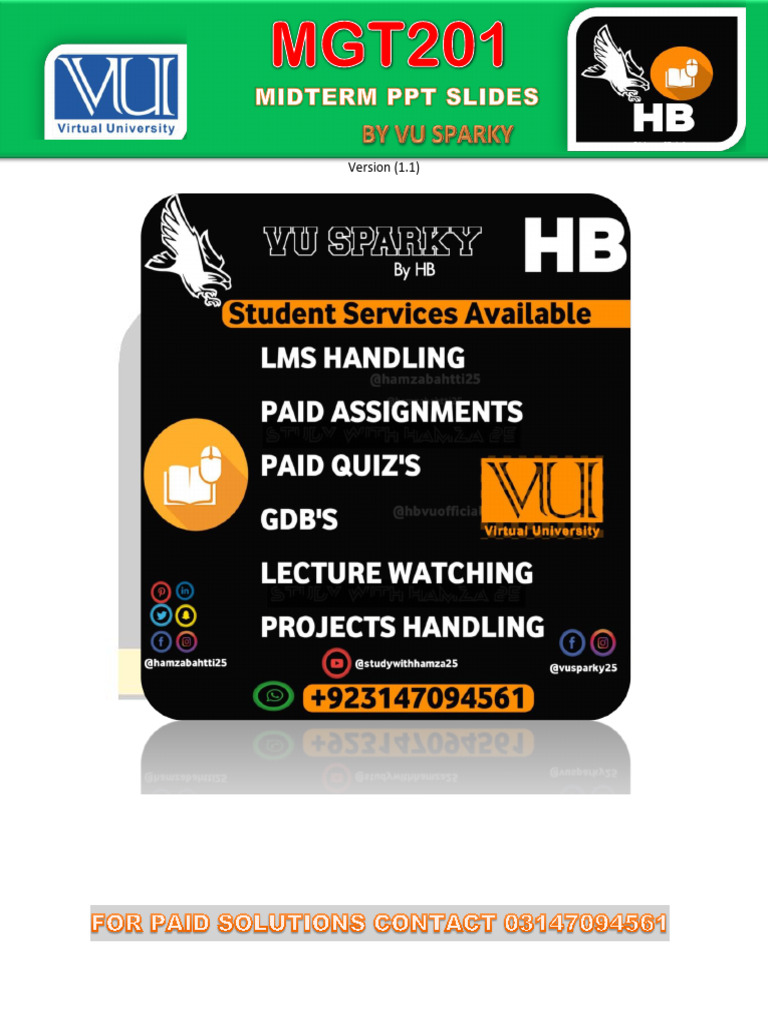 MGT201 PPT Slides Midterm by Vu Sparky V (1.1) | PDF | Present Value | Time Value Of Money