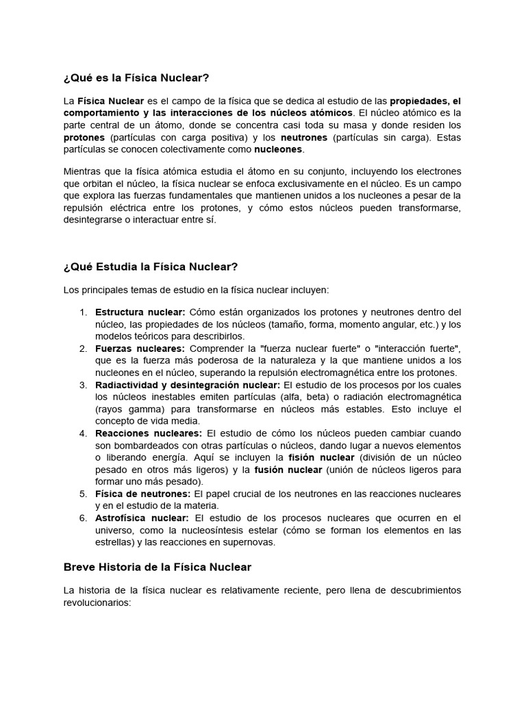 Introducción a la Física Nuclear | PDF | Núcleo atómico | Física nuclear