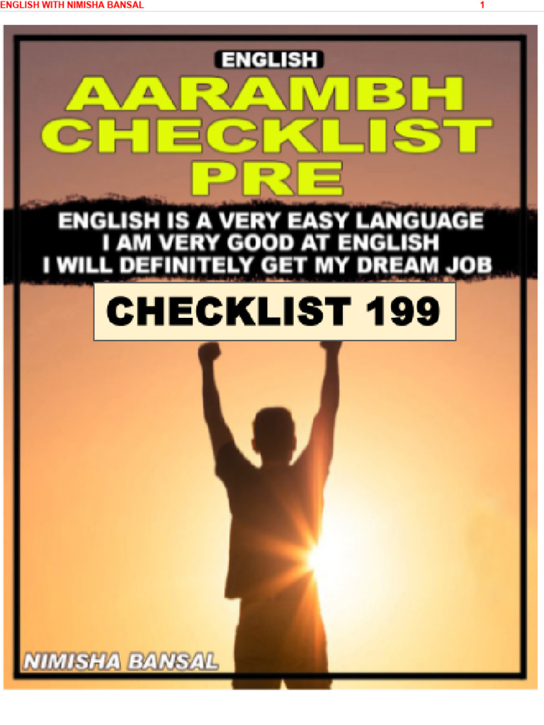 English Pre Aarambh Checklist - 199 (28th May 2025) . | PDF ...