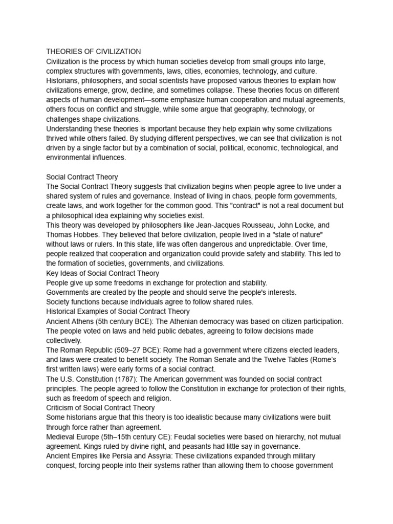 Theories Explaining Civilization's Rise | PDF | Civilization | Social ...
