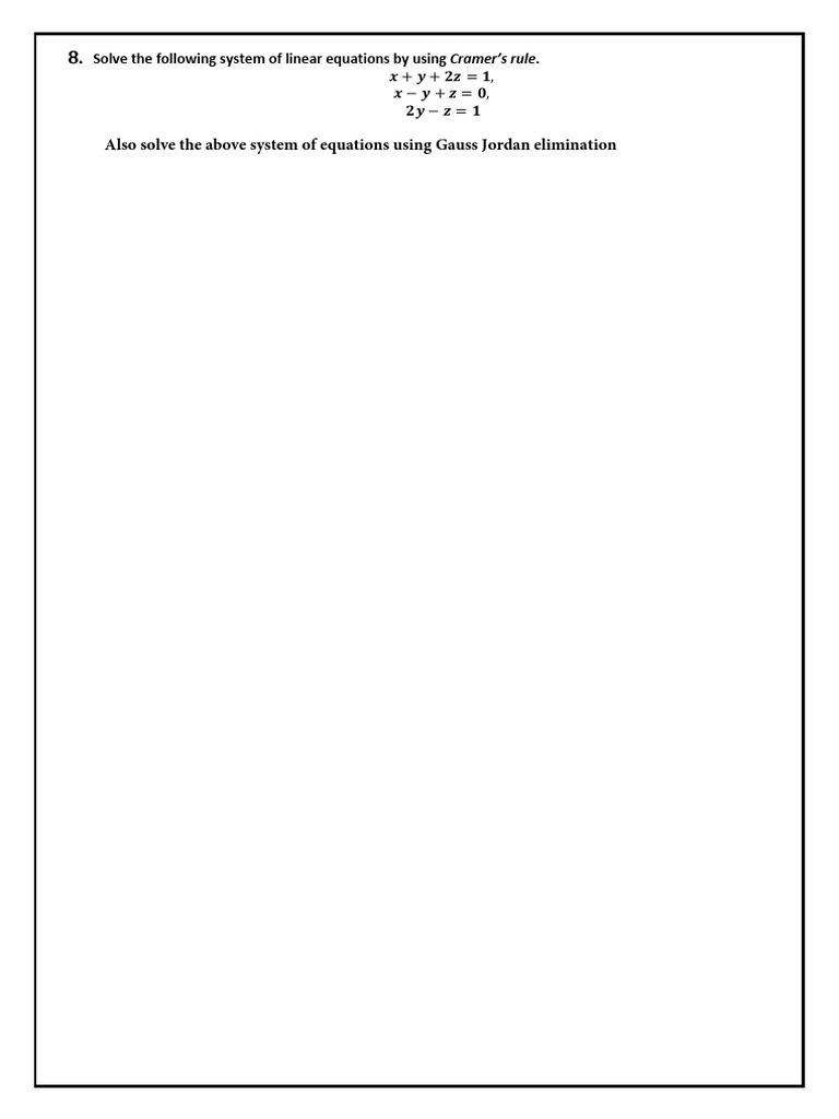 Solve Linear Equations: Cramer's Rule & Gauss Jordan | PDF
